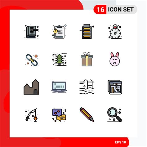 16 Thematic Vector Flat Color Filled Lines And Editable Symbols Of Web