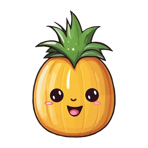 Premium Vector Kawaii Pineapple Hand Drawn Vector Pineapple With