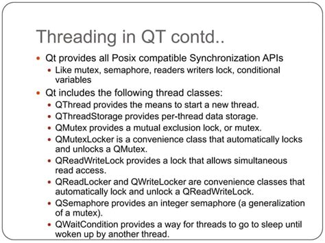Qt Framework Events Signals Threads Ppt Free Download