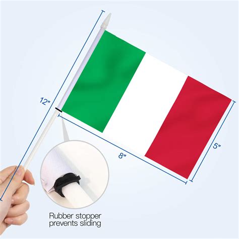Italy Mini Flag 12 Pack 5x8 Inch With Solid Pole And Spear Top Anley