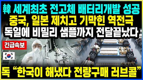 전고체 배터리 경쟁 한국 중국 일본의 경쟁