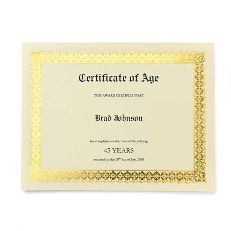 Certificate Of Age Certificates For Anything