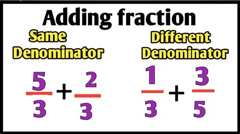 Add Fraction With Same And Different Denominator Youtube