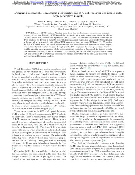 Pdf Designing Meaningful Continuous Representations Of T Cell Receptor Sequences With Deep