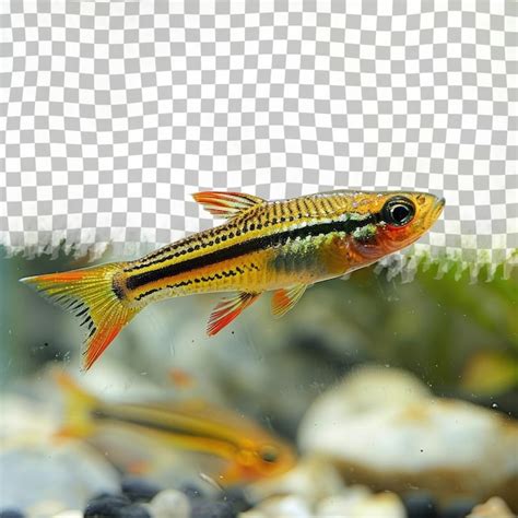 Un Poisson Qui Est Dans Un Aquarium Avec Un Poisson Noir Et Jaune
