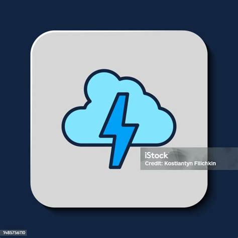 Contour Rempli Icône Tempête Isolée Sur Fond Bleu Nuage Et Signe De