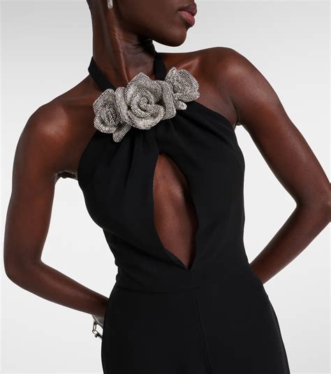 Floral Appliqu Cutout Front Slit Gown In Black Valentino Mytheresa
