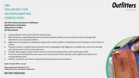 Outfitters Stores On Linkedin Outfitters Lahore Job Openings
