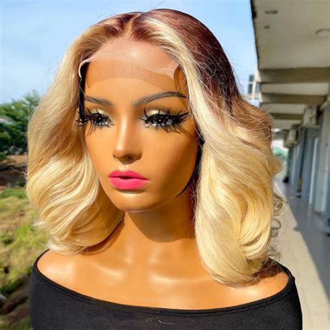4613 Ombre Bob Wigs 613 Blonde Bob Wig With Brown Roots Wigginshair