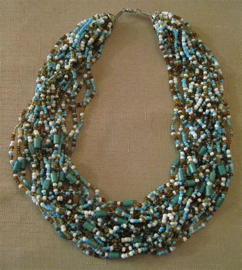 20 Strand Glass Seed Bead Necklace Multicolored Bead Necklace Multi