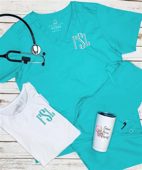 Monogrammed Wonderwink V Neck Scrub Top