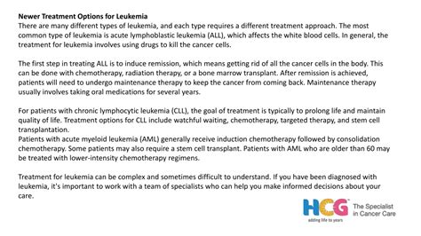 Ppt Treatment Options For Leukemia Powerpoint Presentation Free