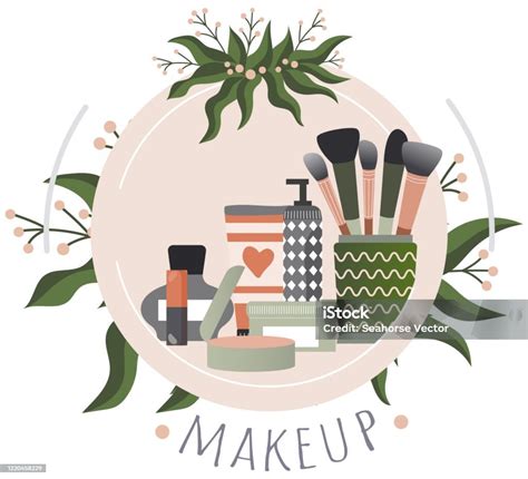 물건 아이 섀도우 브러시 마스카라 건강한 화장 빨간 립스틱 흰색 평면 벡터 그림자에 고립 을 구성합니다 화장품 회사 눈 신체 부분에 대한 스톡 벡터 아트 및 기타 이미지