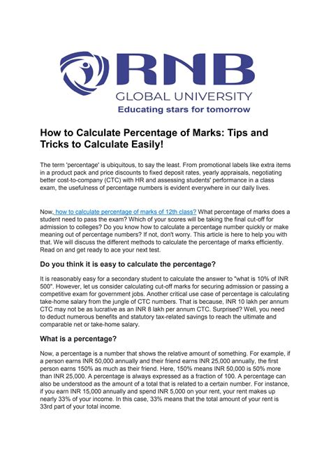 How To Calculate Percentage Of Marks Tips And Tricks To Calculate Easily By Rnb Global Issuu