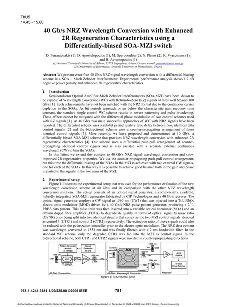 Pdf 40 Gbs Nrz Wavelength Conversion With Enhanced 2r Regeneration Characteristics Using A