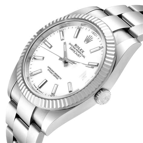 Rolex Datejust Steel White Gold Fluted Bezel Mens Watch Unworn For Sale At StDibs