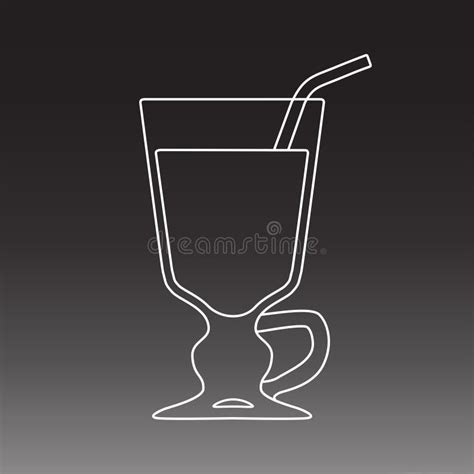 Cocktail Glass Line Art Design On Dark Background Stock Illustration