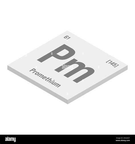 Promethium Pm Gray 3d Isometric Illustration Of Periodic Table Element With Name Symbol