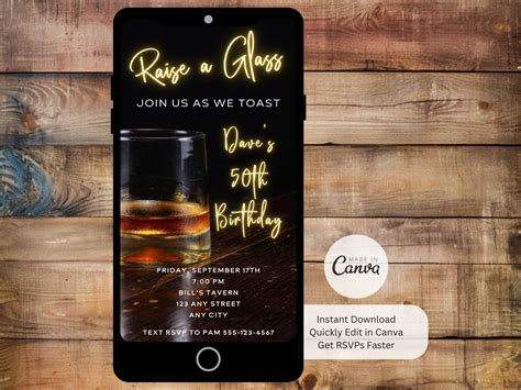 50th Birthday Invitation Whiskey Birthday Invitation For Him Bourbon