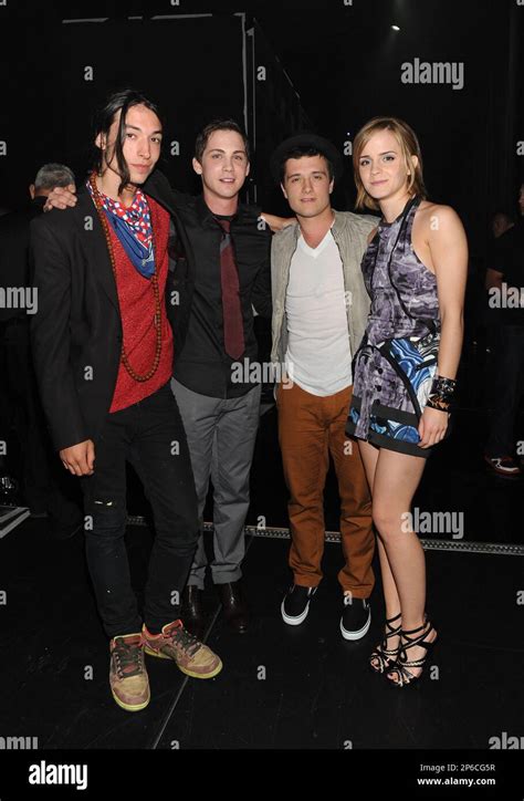 Universal City Ca June 3 L R Ezra Miller Logan Lerman Josh Hutcherson And Emma Watson