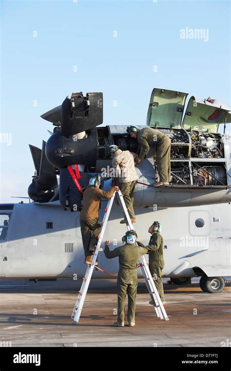 United States Marine Corps Aircraft Maintenance Specialists Working