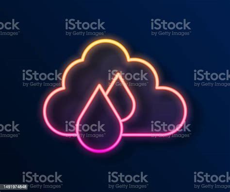 黒い背景に孤立した雨のアイコンと輝くネオンライン雲雨が降る雨雲降水量ベクトル しずくのベクターアート素材や画像を多数ご用意 しずく