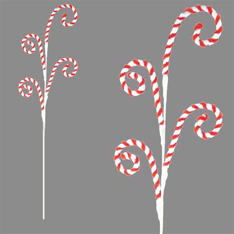 Chenille Red And White Candy Cane Swirl Pick 73cm White Candy Candy