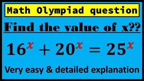 Find X Math Olympiad Question Youtube