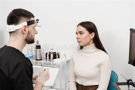 Visiting Ent Doctor For Examination Of The State Of Health Of The Ear