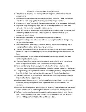 Comp Prog Topic 1 Computer Programming Lesson Notes Intro Computer