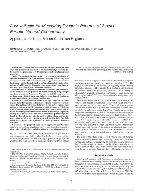 Pdf A New Scale For Measuring Dynamic Patterns Of Sexual Partnership