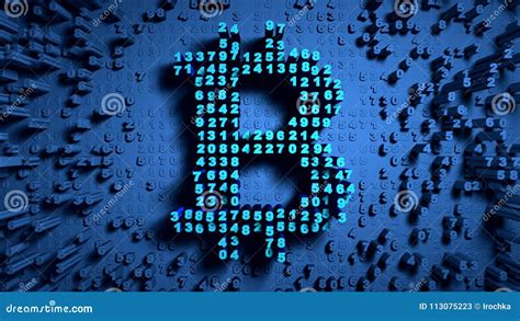 Abstract Numbers Random Motion In The Form Of Coins Bitcoin Stock Image