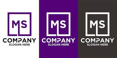 Letras ms con plantilla de vector de diseño cuadrado Vector Premium