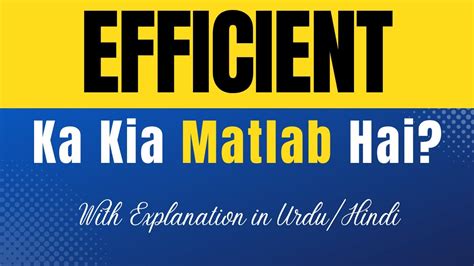 efficient meaning in urdu with explanation efficient ka kia matlab