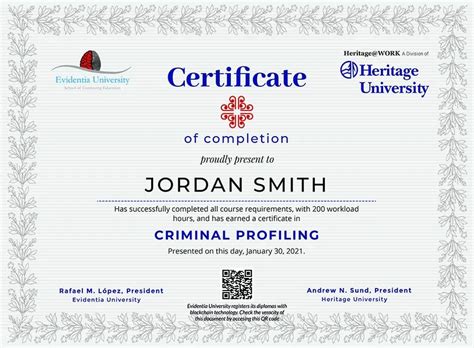 Certificate In Criminal Profiling Evidentia University