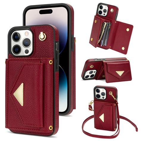 Dteck For Iphone 12 Pro Max Wallet Case With Crossbody Lanyard Pu