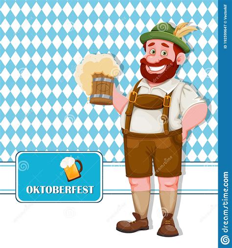 Man In Bavarian Clothes Beer Festival Oktoberfest Stock Vector