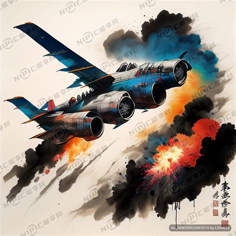 AI创作图中国风轰炸机光影特效细节刻画起飞画面超震撼nipic 昵图网