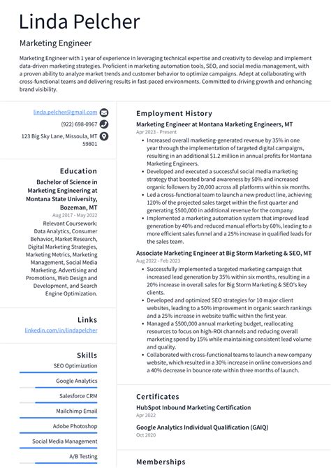Top 18 Marketing Engineer Resume Objective Examples