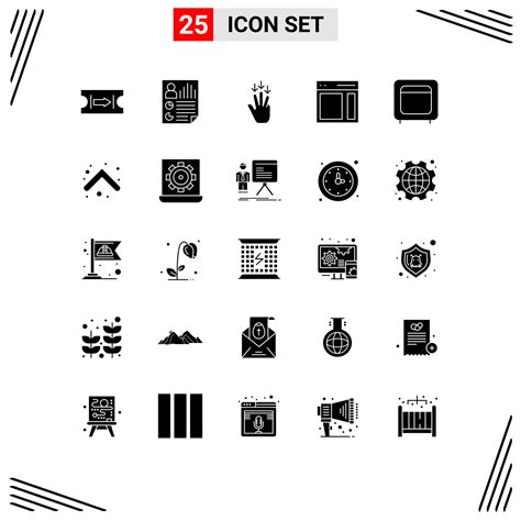 25 User Interface Solid Glyph Pack Of Modern Signs And Symbols Of Bank Sidebar Finger Right