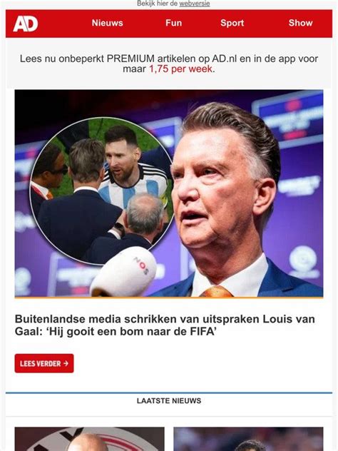 AD Webwinkel Volkskrant Trouw Parool Reg Ook In Het Buitenland Heeft Louis Van Gaal De