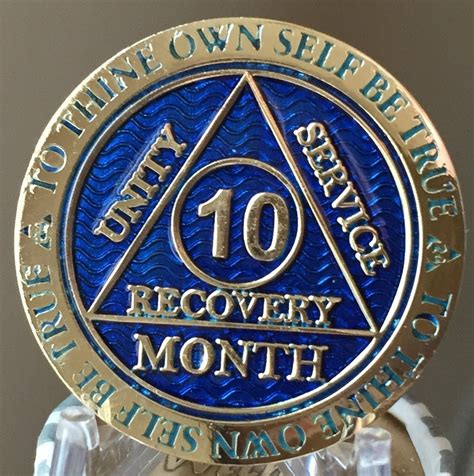 1 11 Month Aa Medallion Reflex Blue Gold Plated Sobriety Chip Coin