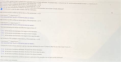 Solved A Simple Random Sample Of Size N Is Drawn From A Population