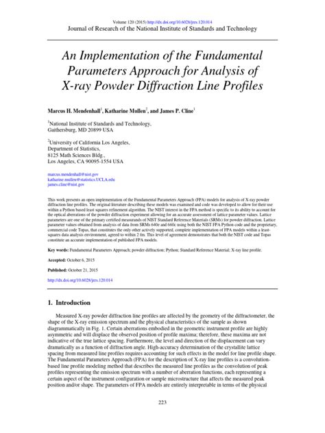 An Implementation Of The Fundamental Parameters Approach For Analysis Of X Ray Powder