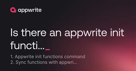 Is There An Appwrite Init Functions Command To Sync Functions With