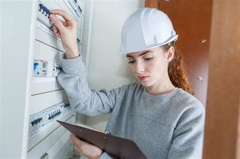 Woman Measuring Electrical Current Stock Image Image Of Poles Angle