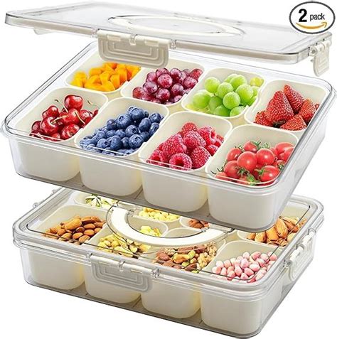 Ygfrsto 2 Pack Snackle Box With Handle For Food Serving Tray Snack