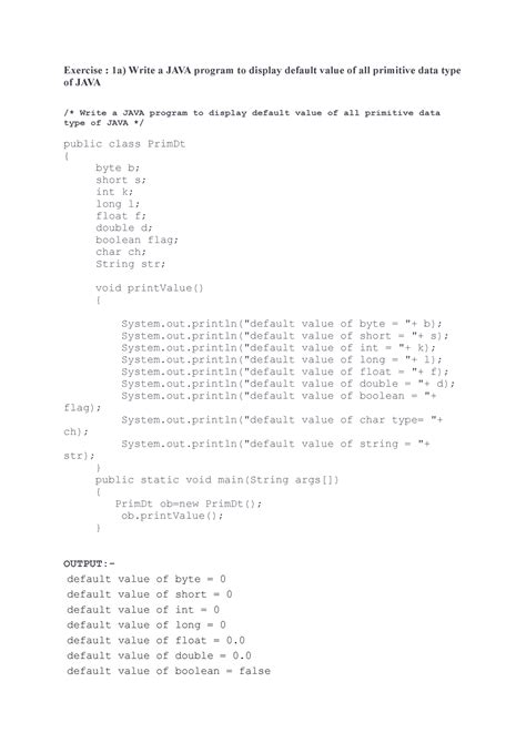 Java Lab Manual R19 R20 Exercise 1a Write A Java Program To
