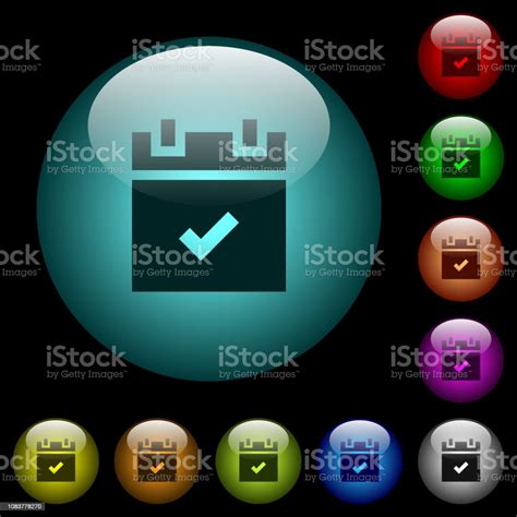 Zeitplan Getan Symbole Im Beleuchteten Glas Farbtasten Stock Vektor Art