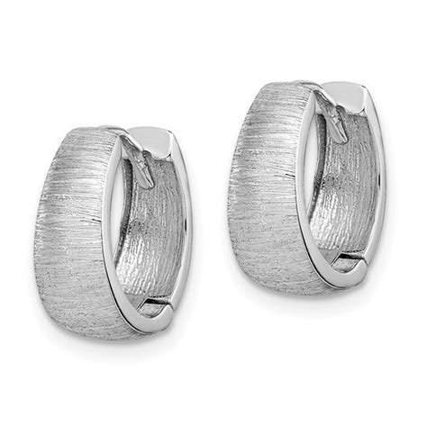 14k White Gold Textured Hoop Earrings Gold Miner Jewelry
